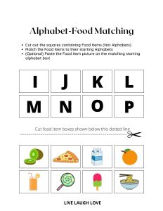 Free Cut And Paste Alphabet Food Worksheets PDF - Live Laugh Love