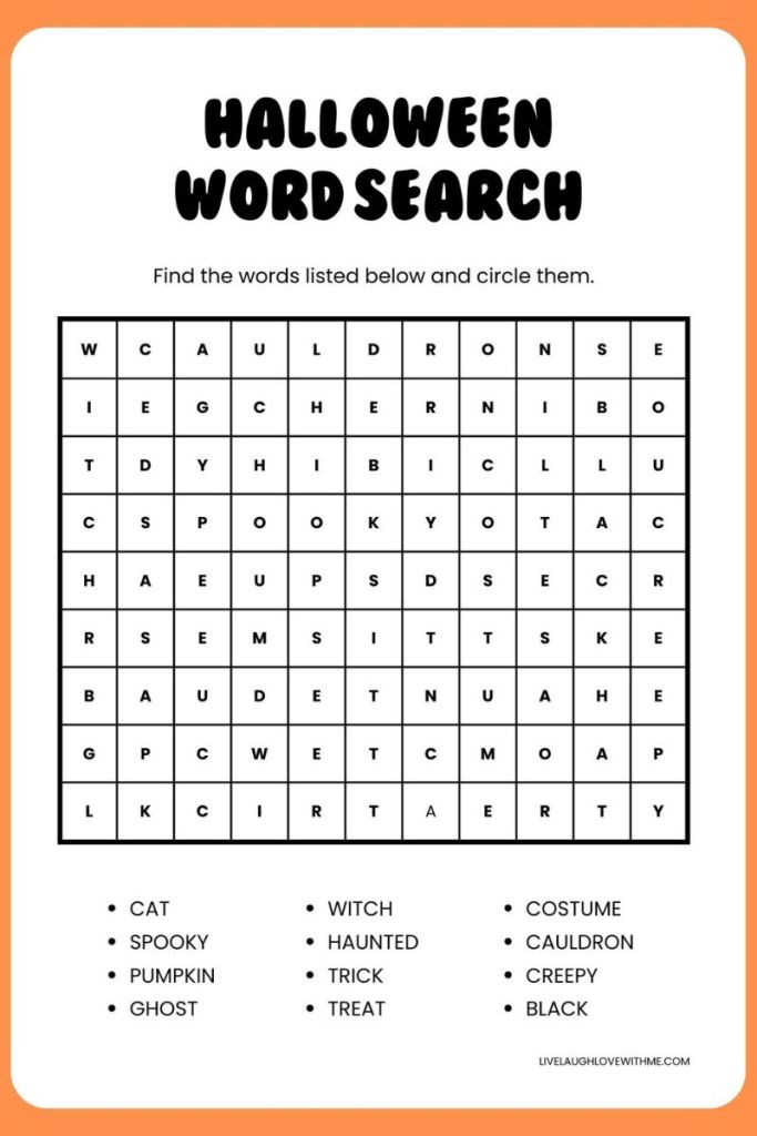 Halloween Word Search PDF Free Printable