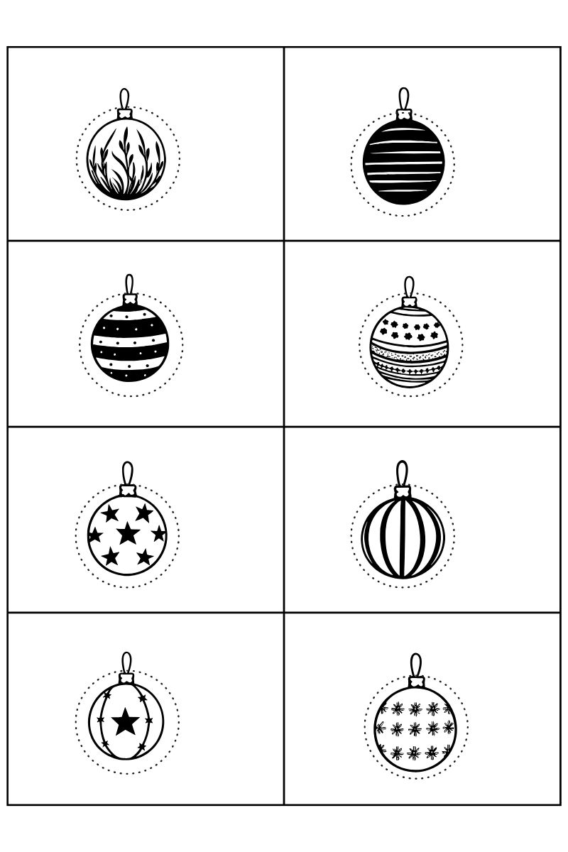Christmas Tree & Ornaments Color Cut & Paste Free Printable